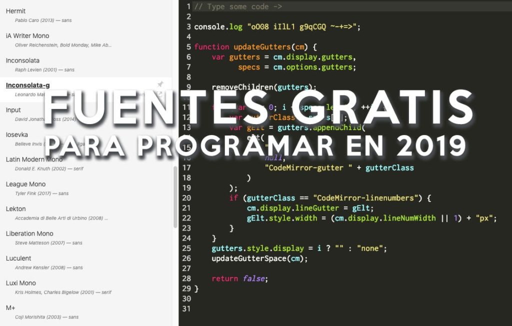 Fuentes gratis para programar en 2019 - Jcweb.es